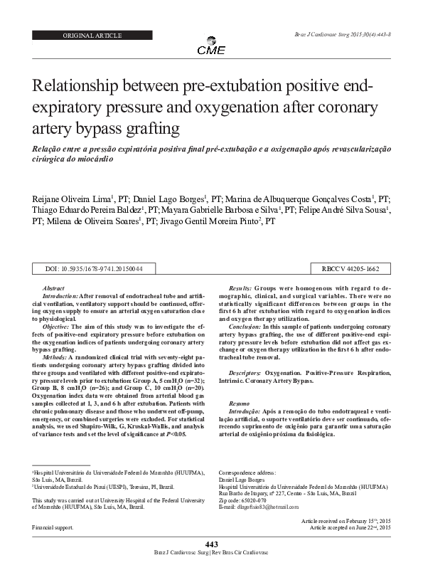 (PDF) Relationship between pre-extubation positive end-expiratory ...