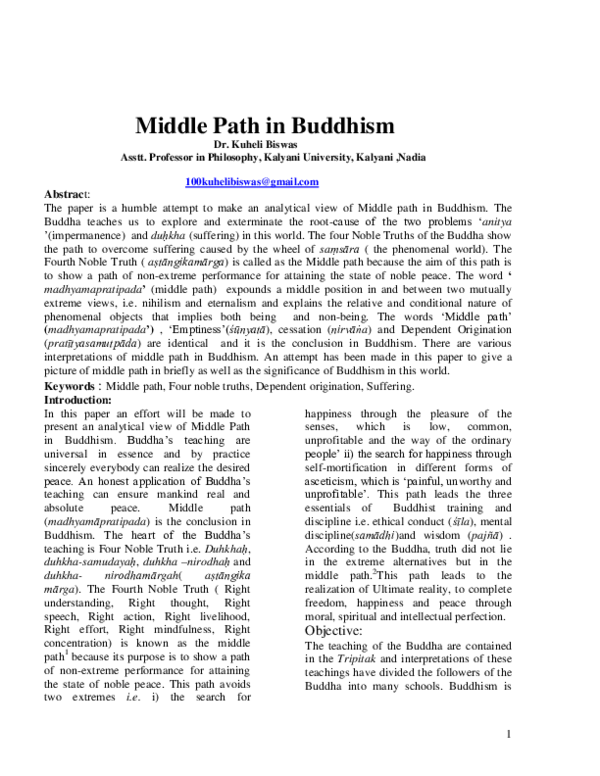 (PDF) Middle Path in Buddhism