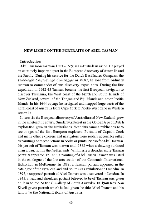 (PDF) "New Light on the Portraits of Abel Tasman" by R. Mack