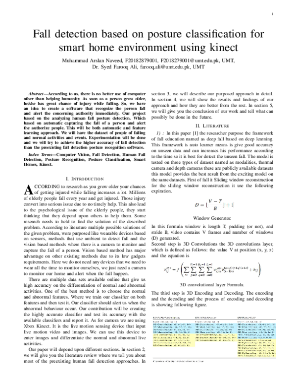 Pdf Fall Detection Based On Posture Classification For Smart Home Environment Using Kinect