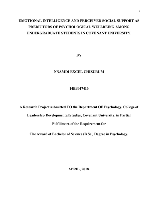 (PDF) Emotional Intelligence and Perceived Social Support as Predictors ...