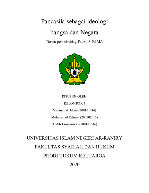 (DOC) Pancasila sebagai ideologi bangsa dan Negara (DOC) Pancasila sebagai ideologi bangsa dan Negara