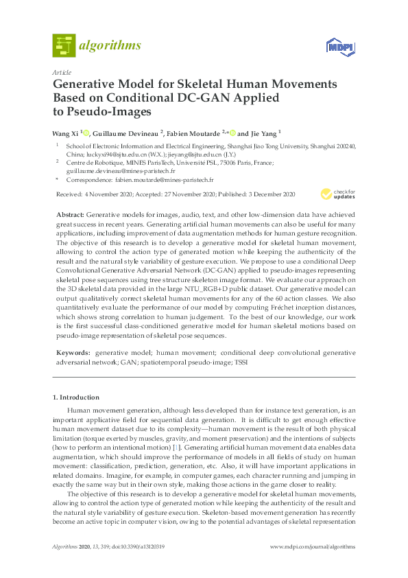 (PDF) Generative Model for Skeletal Human Movements Based on ...