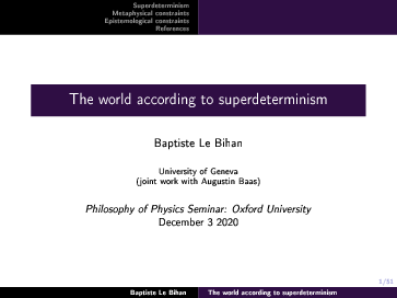 (PDF) The world according to superdeterminism