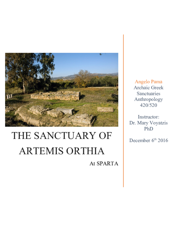 (DOC) The Sanctuary of Artemis Orthia (At Sparta)