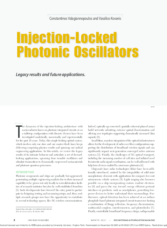 (PDF) Injection-Locked Photonic Oscillators: Legacy Results and Future ...