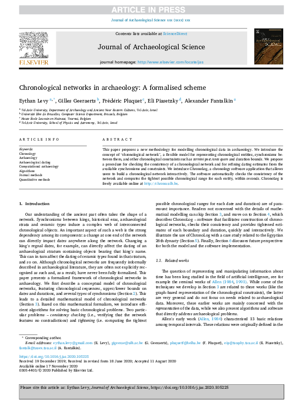 (PDF) Chronological networks in archaeology: A formalised scheme