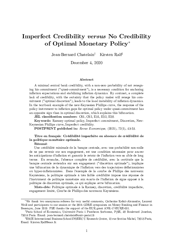 Imperfect Credibility versus No Credibility of Optimal Monetary Policy