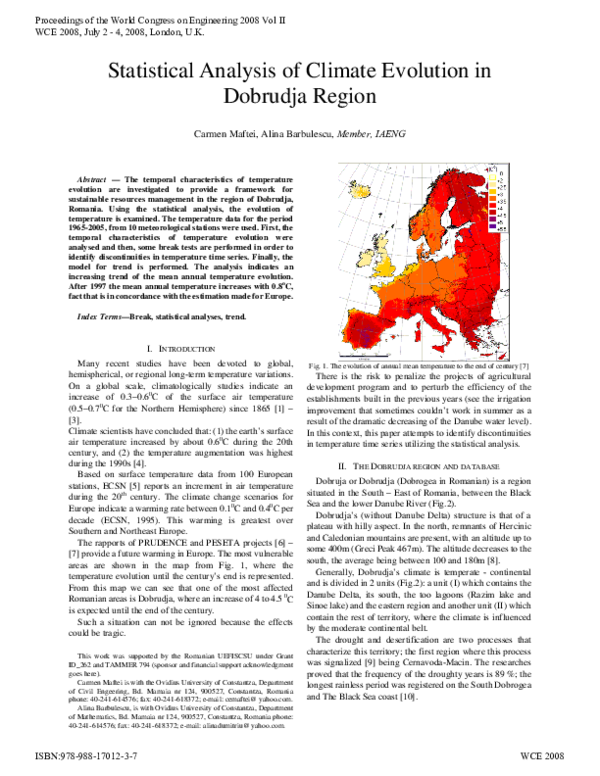 (PDF) Statistical analysis of climate evolution in Dobrudja region