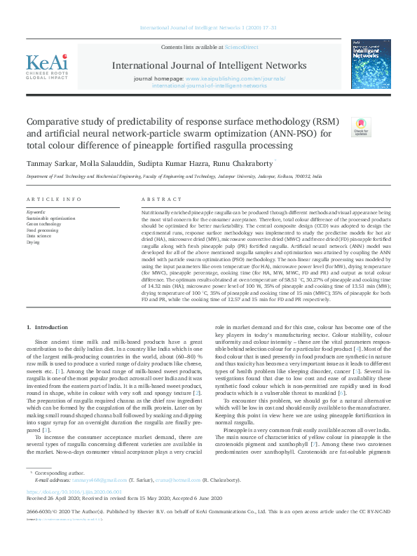 (PDF) Comparative study of predictability of response surface methodology (RSM) and artificial ...