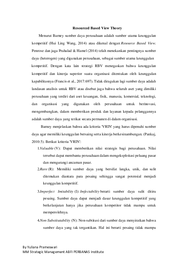 (PDF) Resourced Based View Theory