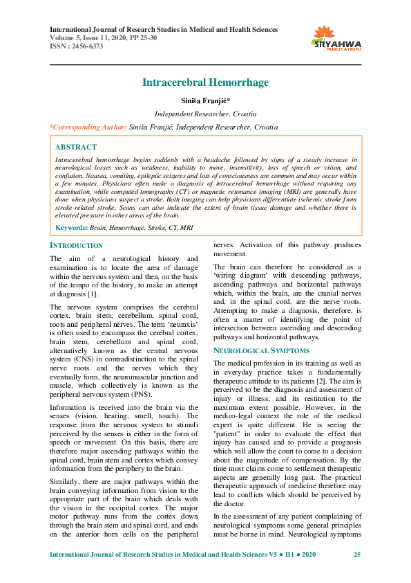 (PDF) Intracerebral Hemorrhage