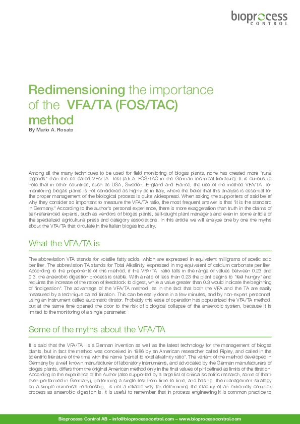 (PDF) Article redimensioning the importance of the vfa ta fos tac method