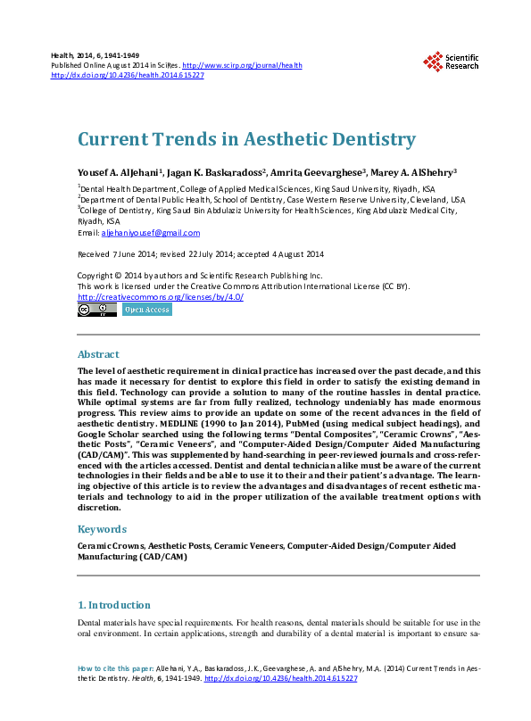 (PDF) Current Trends in Aesthetic Dentistry
