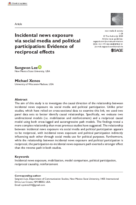 (PDF) Incidental news exposure via social media and political ...