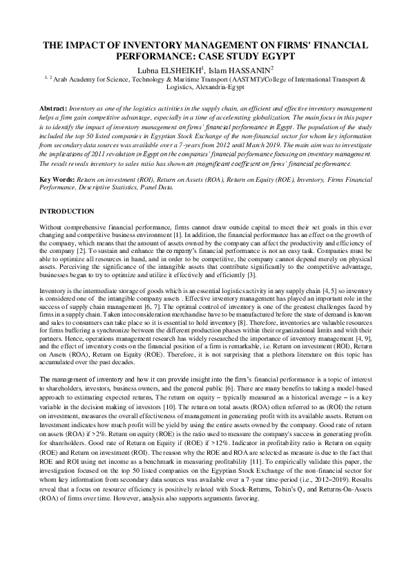 (PDF) THE IMPACT OF INVENTORY MANAGEMENT ON FIRMS' FINANCIAL ...