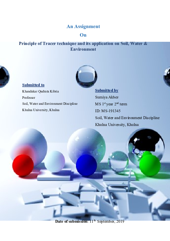 (PDF) An Assignment On Principle of Tracer technique and its ...