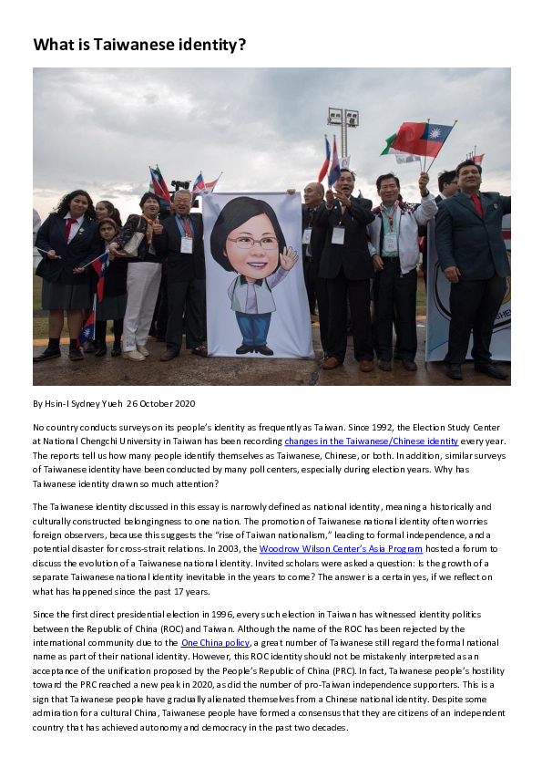 (PDF) What is Taiwanese identity?