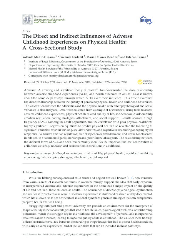(PDF) The Direct and Indirect Influences of Adverse Childhood Experiences on Physical Health: A ...