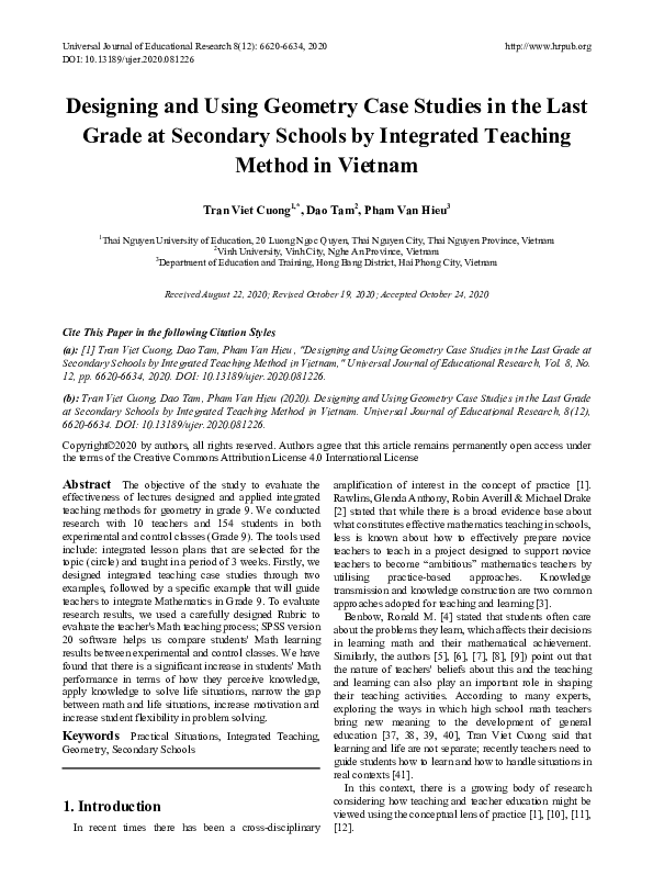 (PDF) Designing and Using Geometry Case Studies in the Last Grade at ...