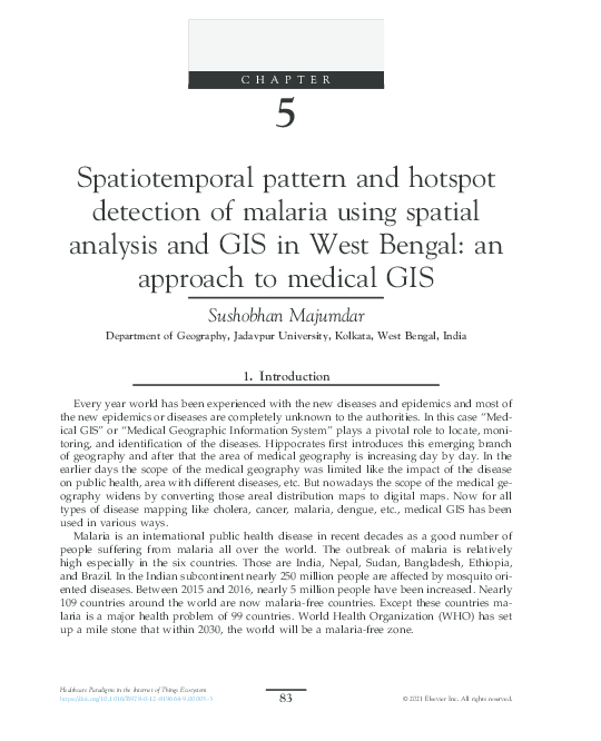 Pdf Spatiotemporal Pattern And Hotspot Detection Of Malaria Using Spatial Analysis And Gis In