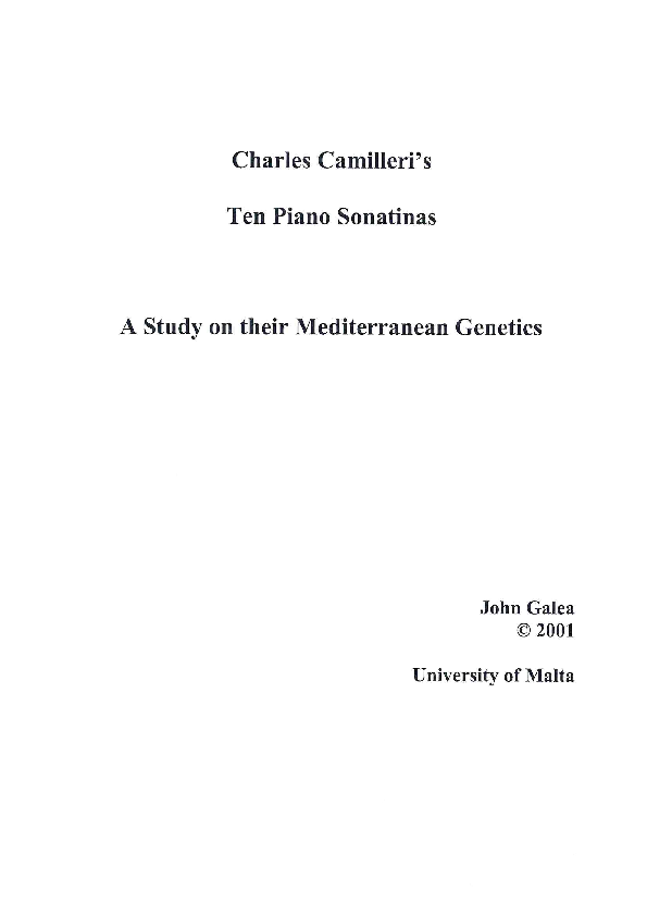 (PDF) Camilleri's 10 Piano Sonatinas - A study on their Mediterranean ...