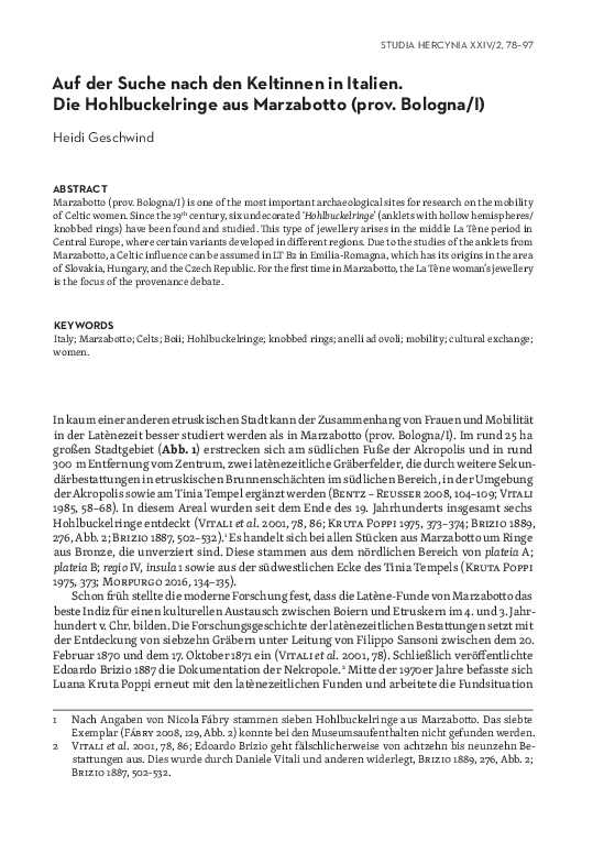 (PDF) Auf der Suche nach den Keltinnen in Italien. Die Hohlbuckelringe ...
