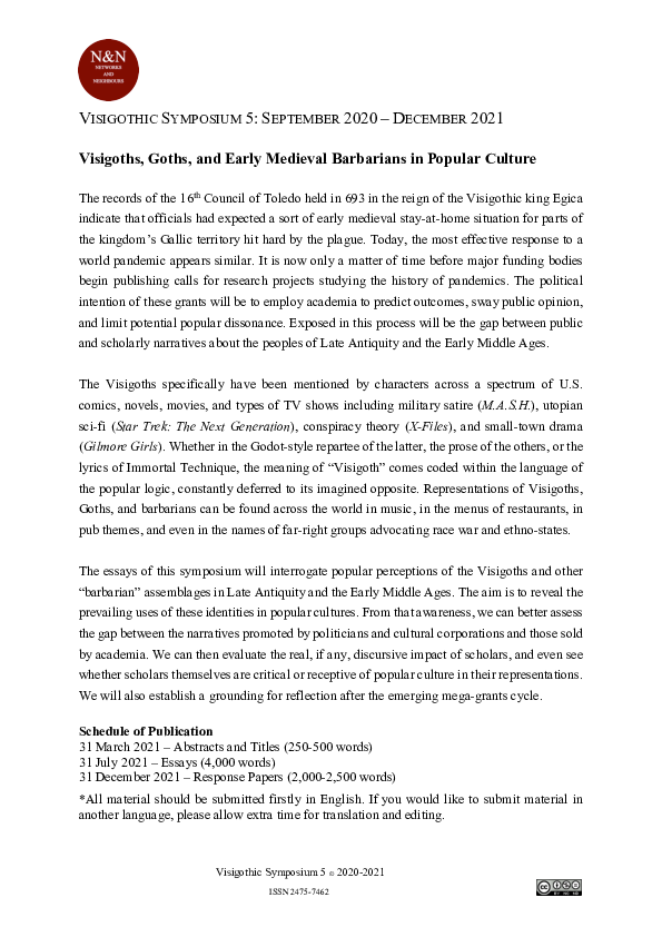 (PDF) Visigothic Symposia 5: Visigoths, Goths, and Early Medieval ...