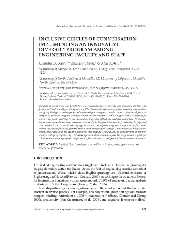 (PDF) INCLUSIVE CIRCLES OF CONVERSATION: IMPLEMENTING AN INNOVATIVE ...