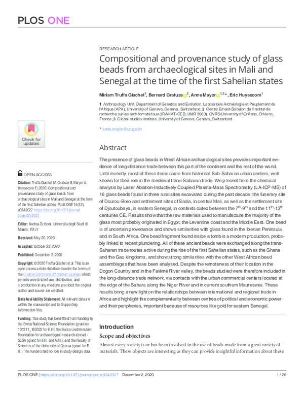 (PDF) Compositional and provenance study of glass beads from ...