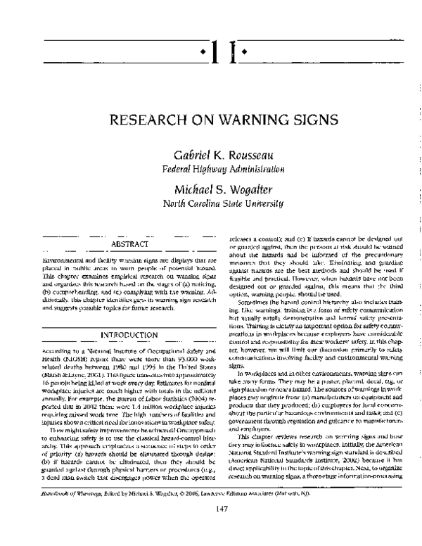 (PDF) Research on warning signs
