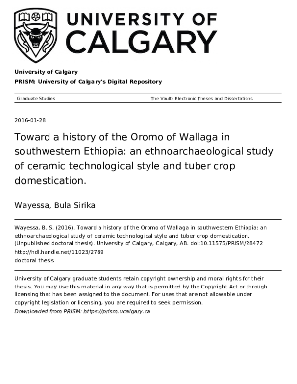 (PDF) Toward a history of the Oromo of Wallaga in southwestern Ethiopia ...