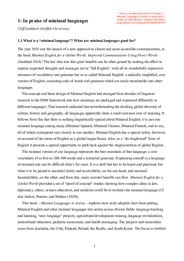 (PDF) In praise of minimal languages