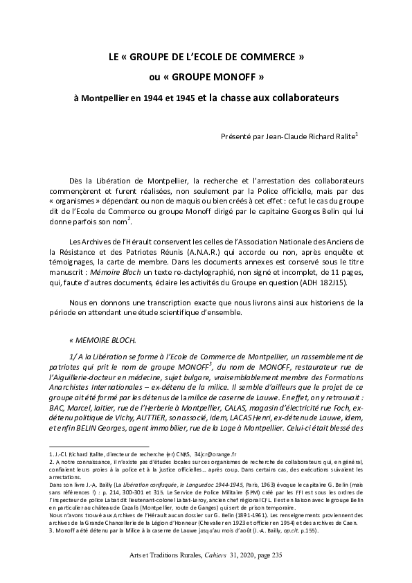 (PDF) LE « GROUPE DE L'ECOLE DE COMMERCE » ou « GROUPE MONOFF
