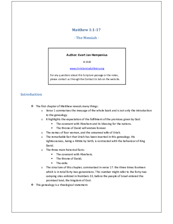 (PDF) Matthew 1:1-17 -The Messiah