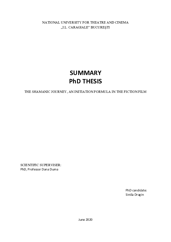 (PDF) Summary PhD thesis: The shamanic journey, an initiation formula in the fiction film