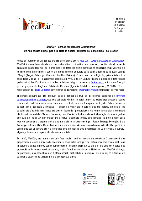 (PDF) MedCat - Corpus Medicorum Catalanorum - Un nou recurs digital per ...