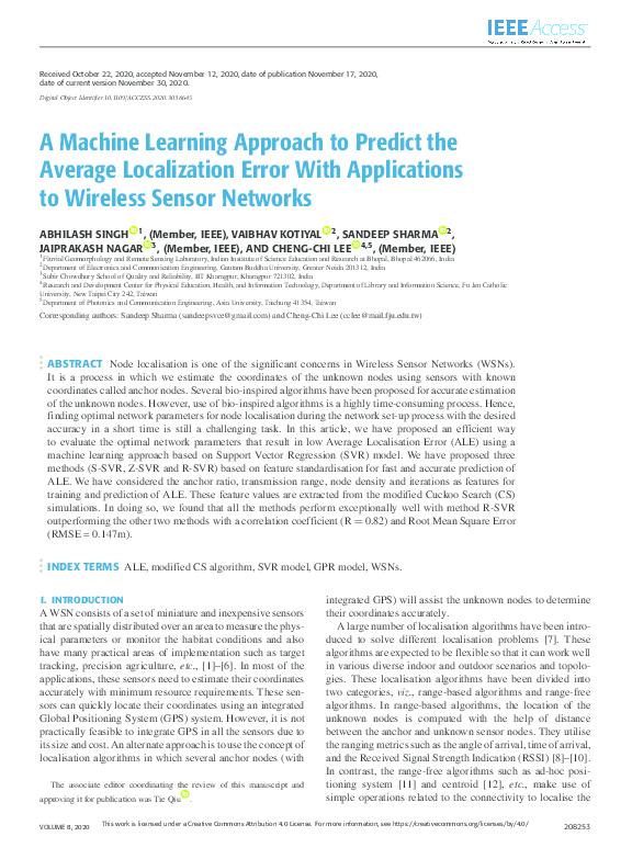 (PDF) A Machine Learning Approach to Predict the Average Localization Error With Applications to ...