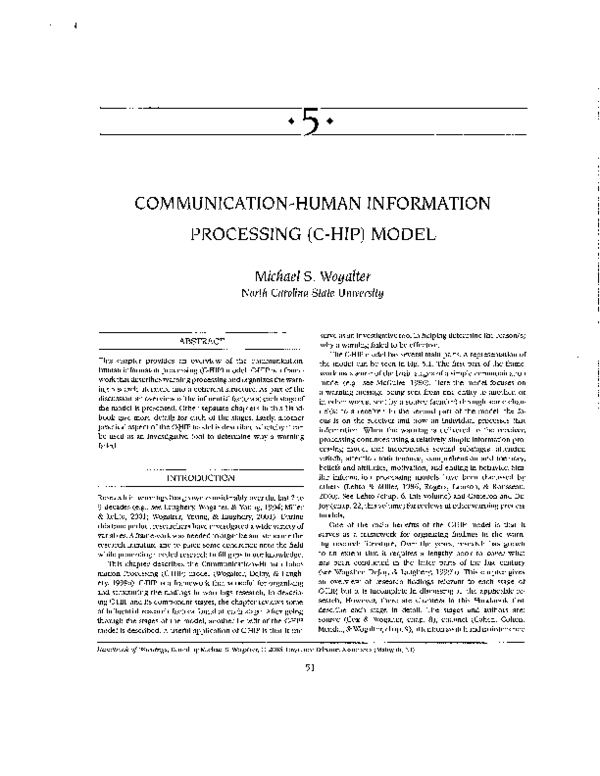 (PDF) COMMUNICATION~HUMAN INFORMATION PROCESSING (C-HIP} MODEL