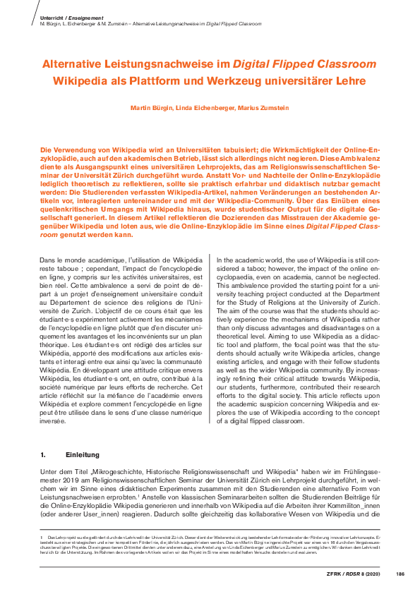 (PDF) Alternative Leistungsnachweise im Digital Flipped Classroom ...