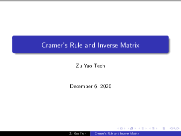 (PDF) Cramer's Rule and Inverse Matrix