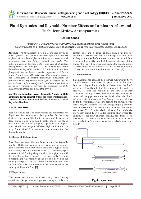 (PDF) Fluid Dynamics and Reynolds-Number Effects on Laminar Airflow and Turbulent Airflow ...