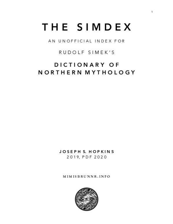 (PDF) The Simdex: An Unofficial Index for Rudolf Simek's "Dictionary of ...