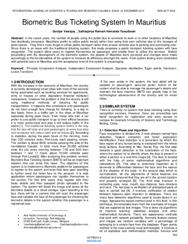 (PDF) Biometric Bus Ticketing System In Mauritius