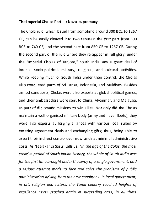 (DOC) The Imperial Cholas Part III: Naval supremacy