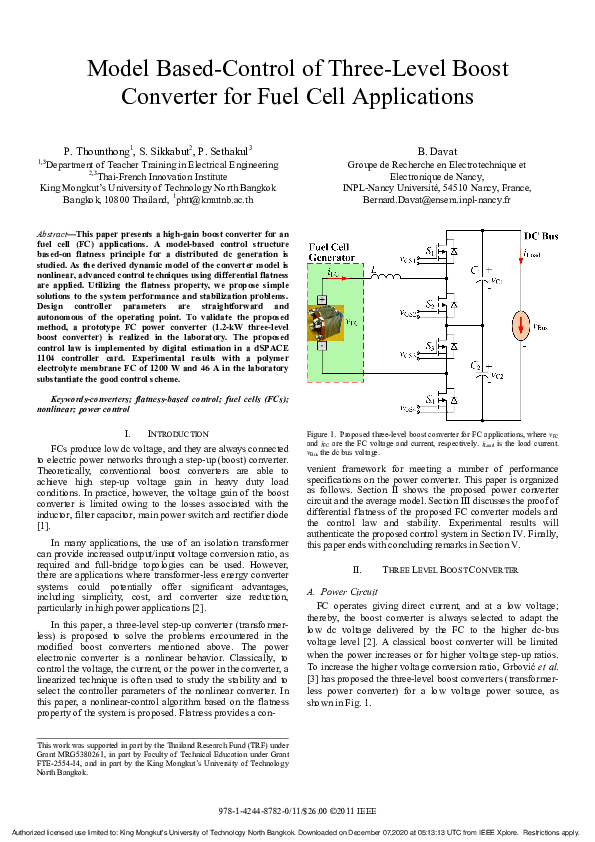 (PDF) Model Based-Control of Three-Level Boost Converter for Fuel Cell ...