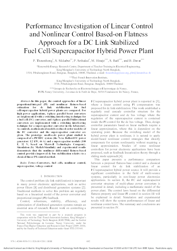 (PDF) Performance investigation of linear control and nonlinear control based-on flatness ...