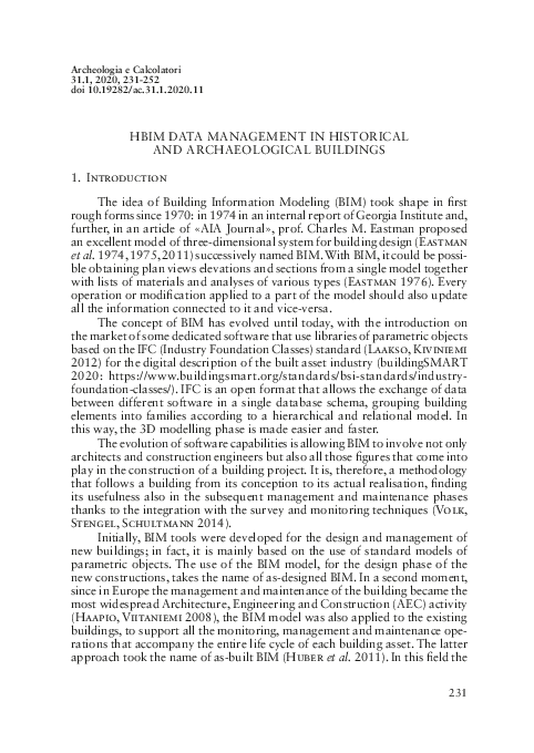 (PDF) HBIM DATA MANAGEMENT IN HISTORICAL AND ARCHAEOLOGICAL BUILDINGS