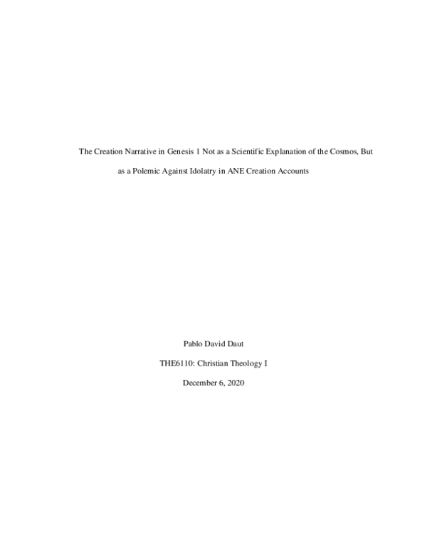 (PDF) The Creation Narrative in Genesis 1 Not as a Scientific ...