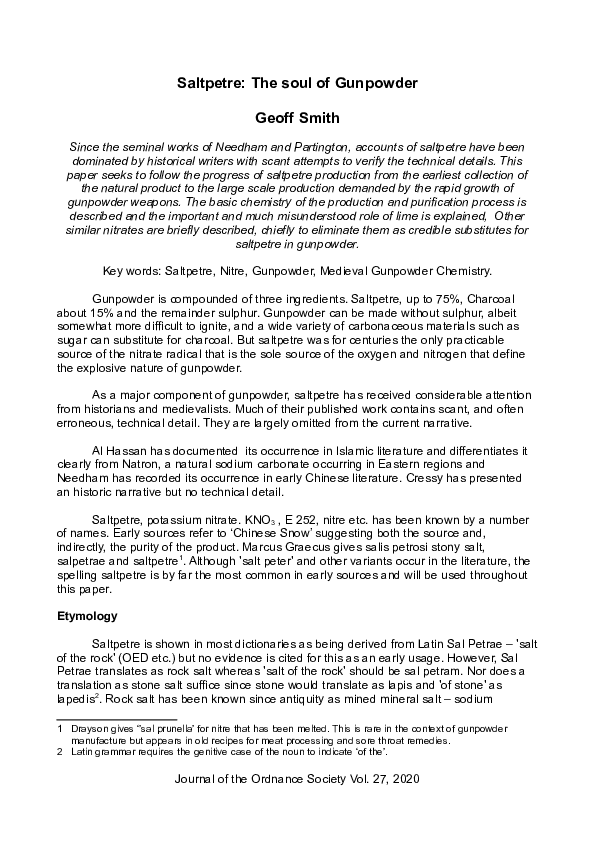 Saltpetre: The Soul of Gunpowder